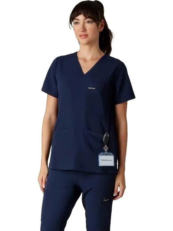 MEMBERS ONLY Siena 5-pocket V-neck Scrub Top - Navy