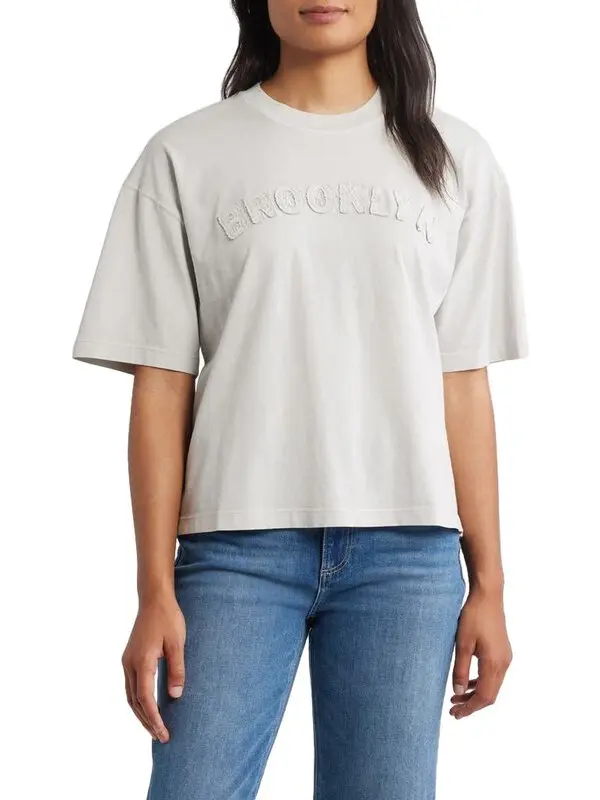 Brooklyn Industries Logo Appliqué Cotton T-shirt - Oyster Mushroom