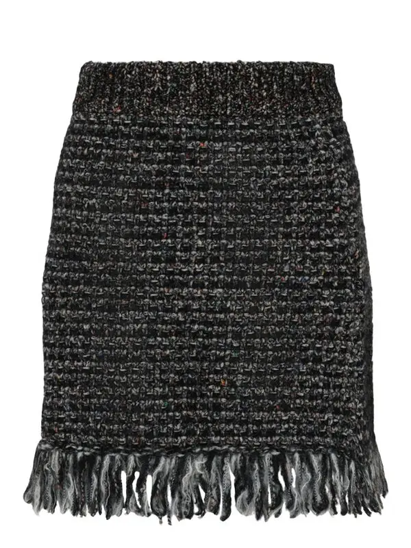 Gucci Fringe Tweed Mini Skirt - Black