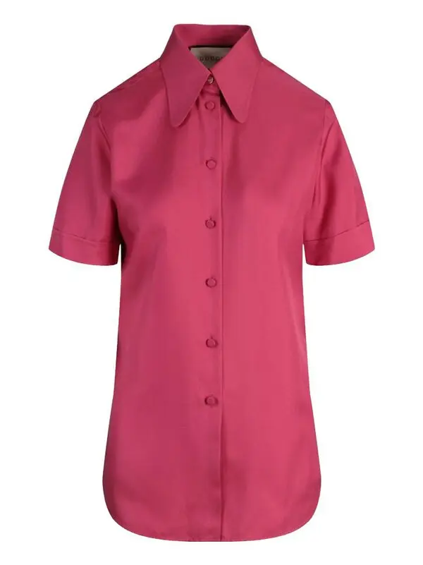 Gucci Short Sleeve Collared Blouse - Pink