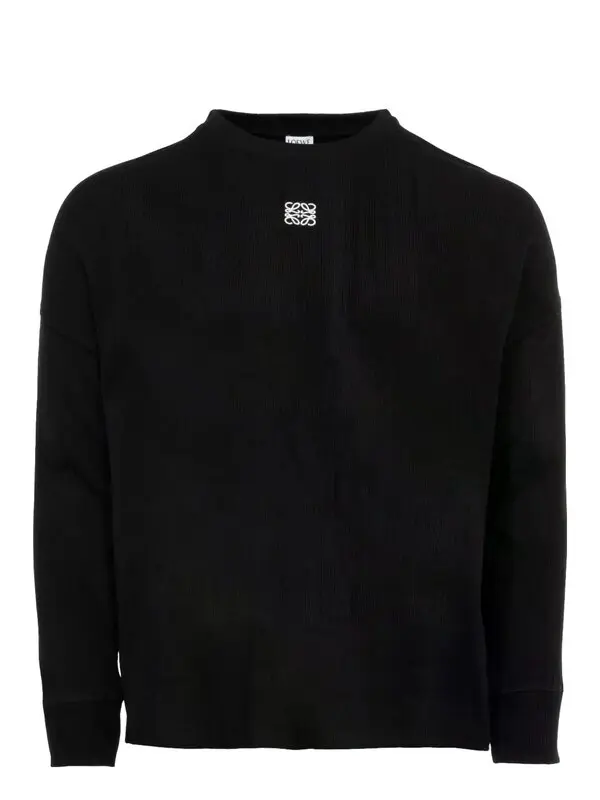 Loewe Ribbed Knit Cotton Sweater - Black