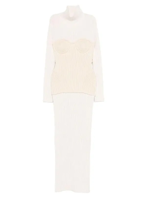 Jean Paul Gaultier Ribbed Knit Corset Dress - White/ecru
