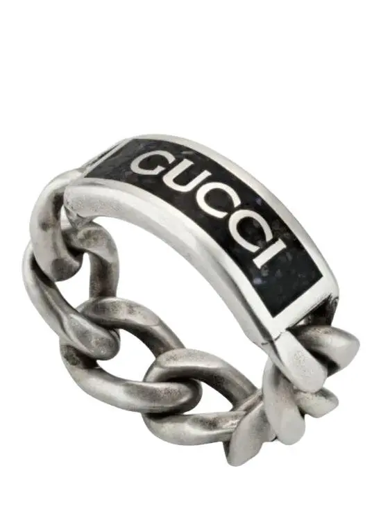 Gucci Enamel Ring - Silver/black