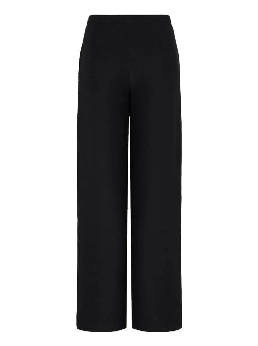 Emporio Armani Textured Jersey Palazzo Trousers - Black