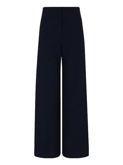Emporio Armani Chevron Jacquard Wide-leg Trousers - Blue