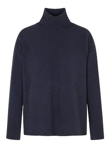 Emporio Armani Rollneck Yak Wool Blend Jumper - Blue