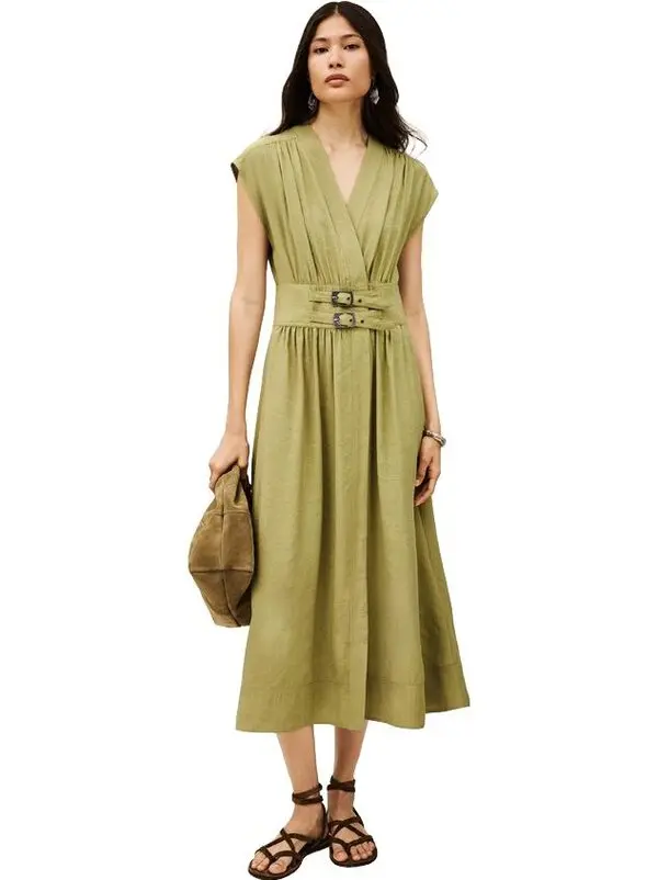 Ba&sh Dove Midi Wrap Dress - Green