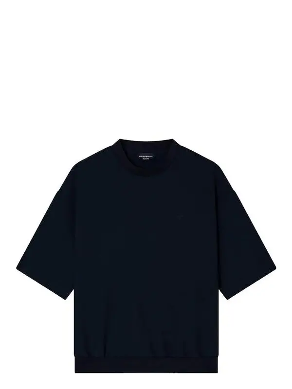 Emporio Armani Icon 3d Piqué-effect Crêpe Jersey T-shirt - Blue