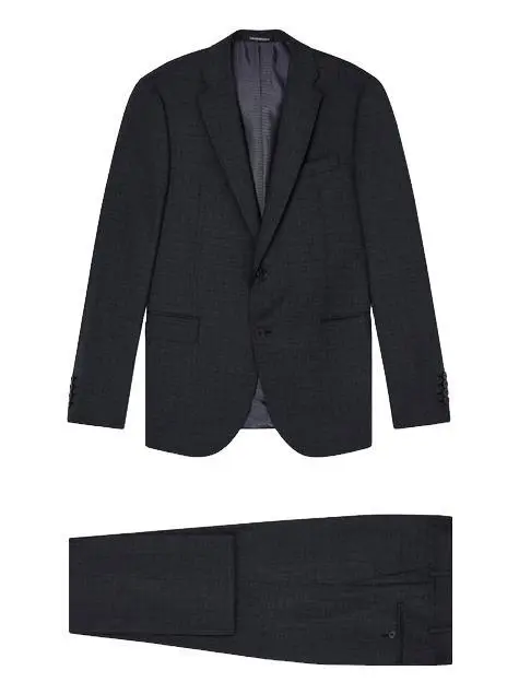 Emporio Armani Single-breasted Suit Made Of Tropical Light Wool With A Check Motif - Natural