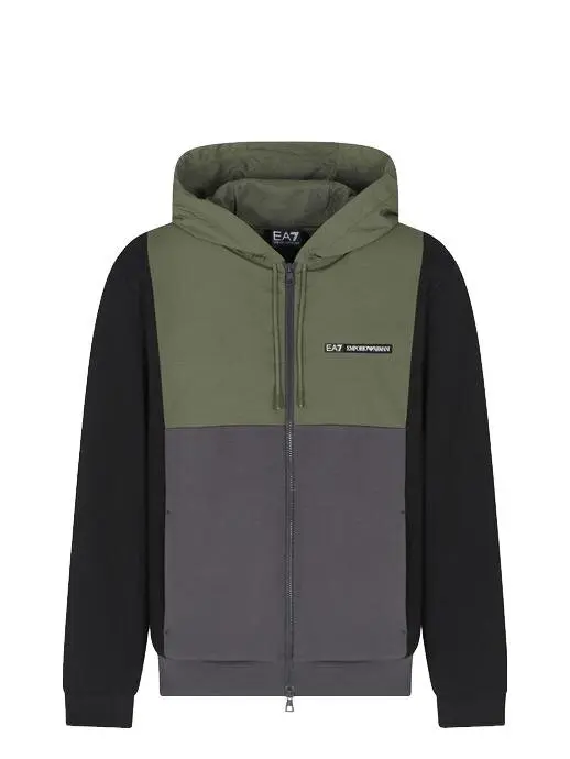 Emporio Armani Athletic Colour Block Hooded Sweatshirt - Green