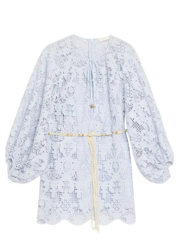 Zimmermann Coco Lace Tunic Mini Dress - Powder Blue