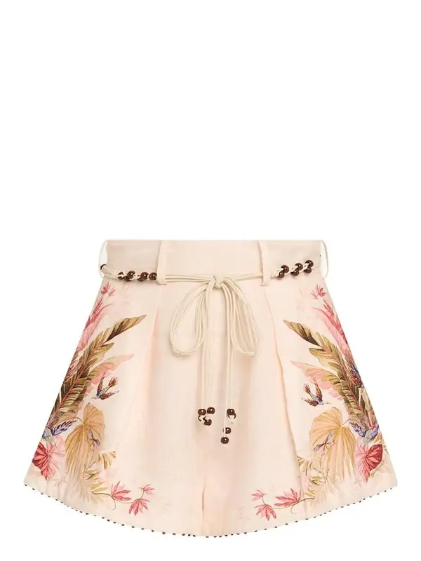 Zimmermann Ascension Tuck Shorts - Cream Palm Floral
