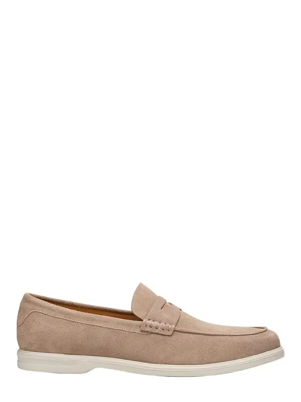 Peter Millar Excursionist Suede Penny Loafers - Pebble