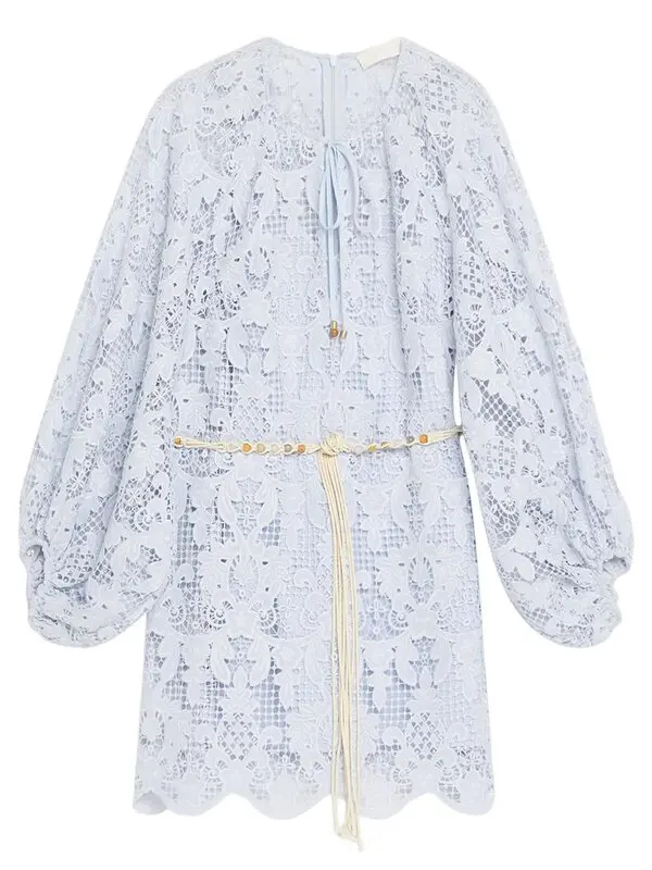 Zimmermann Coco Lace Tunic Mini Dress - Powder Blue