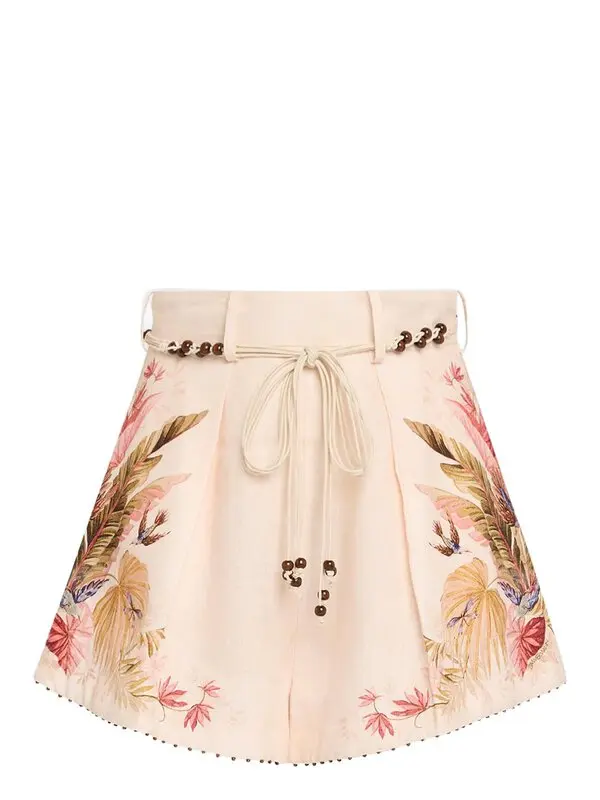 Zimmermann Ascension Tuck Shorts - Cream Palm Floral