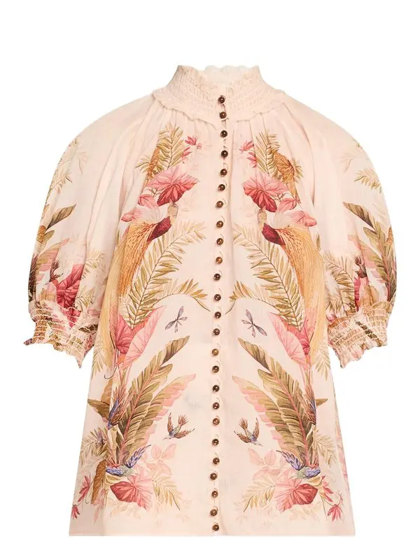 Zimmermann Ascension Billow Blouse - Cream Palm Floral