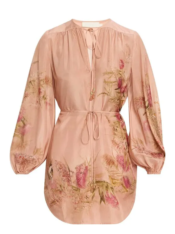Zimmermann Cascadian Floral Tunic Top - Pink Botanical Flor