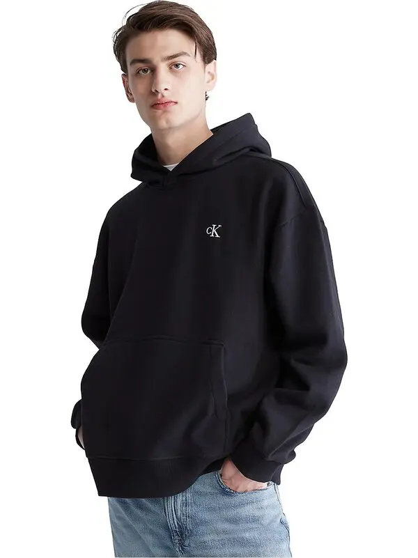 Calvin Klein Archive Logo Relaxed Fleece Hoodie - Black Beauty