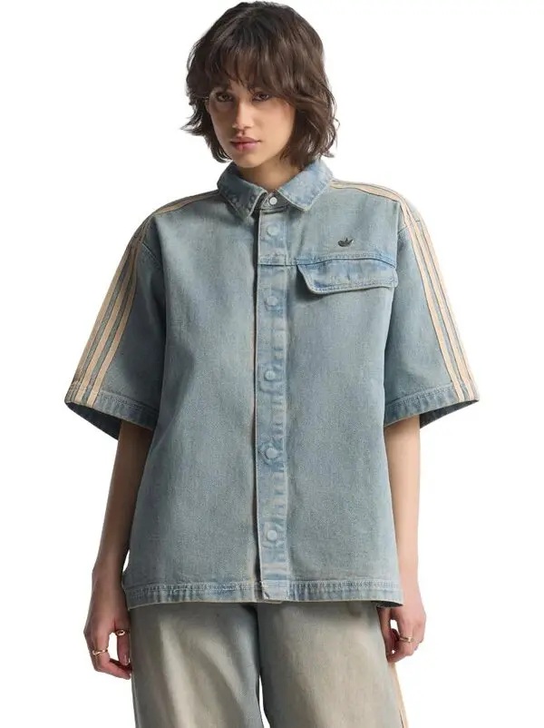 Adidas Premium Essentials Denim Short-sleeve Shirt - Indigo Denim