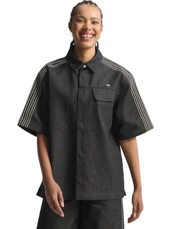 Adidas Premium Essentials Denim Short-sleeve Shirt - True Black Denim
