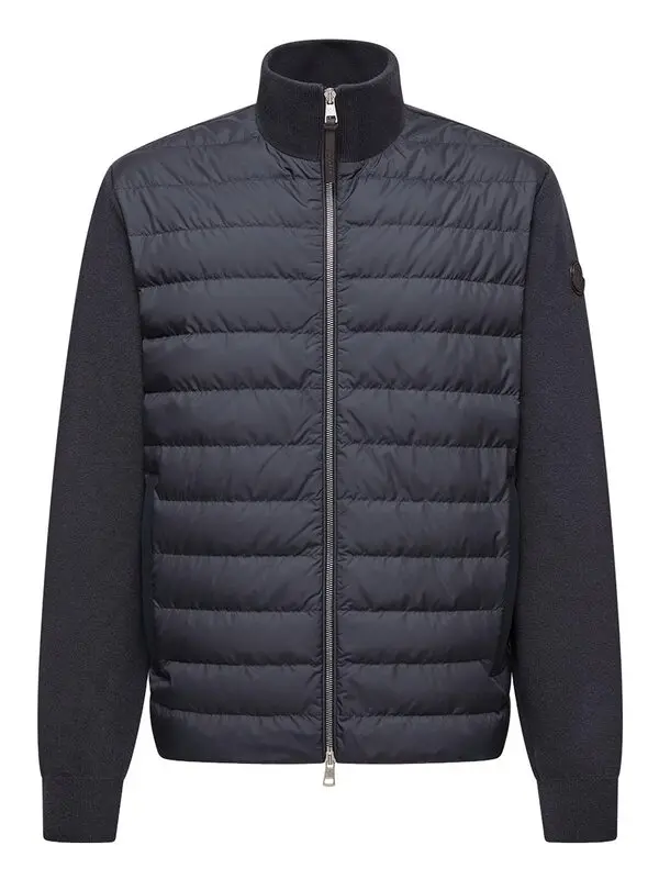 Moncler Padded Wool And Cashmere Zip-up Cardigan - Blue