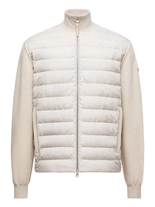 Moncler Padded Wool And Cashmere Zip-up Cardigan - White
