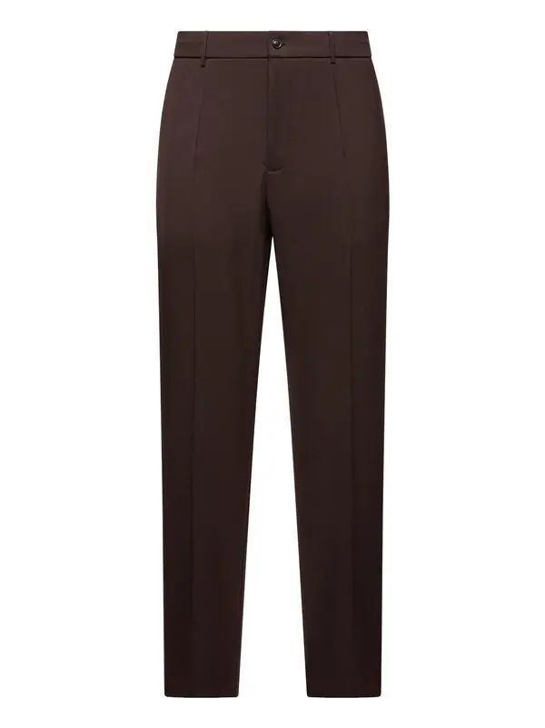 Moncler Wool Blend Gabardine Tailored Pants - Brown