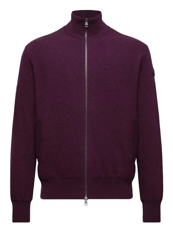 Moncler Wool & Cashmere Zip-up Cardigan - Purple