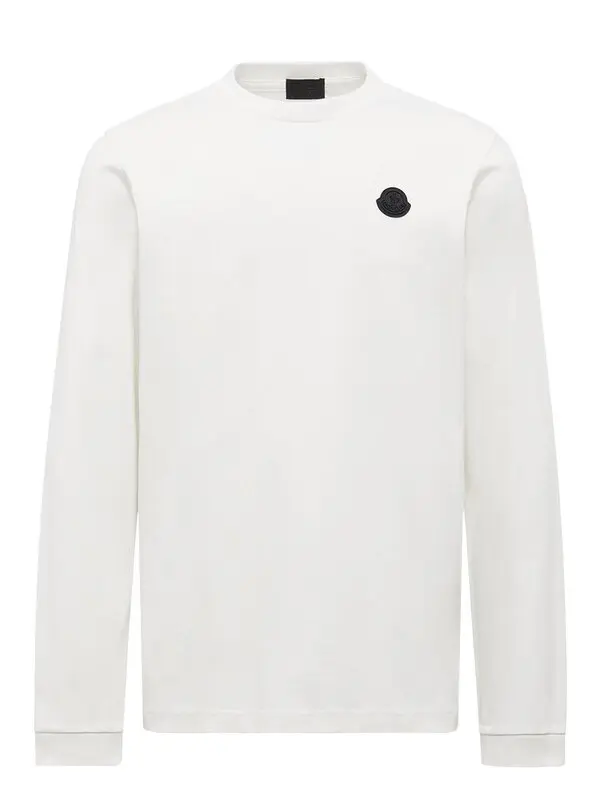 Moncler Graphic Logo Long Sleeve Cotton T-shirt - White