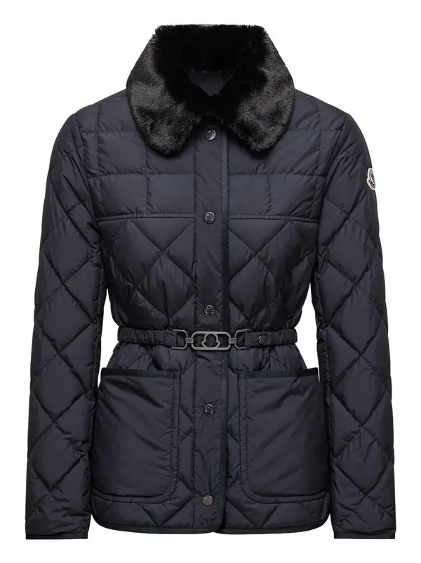 Moncler Cygne Faux Fur-trimmed Down Jacket - Blue