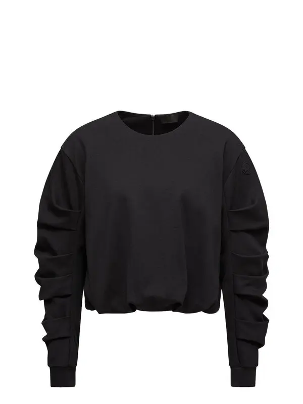 Moncler Cotton Interlock Pleated Sweatshirt - Black