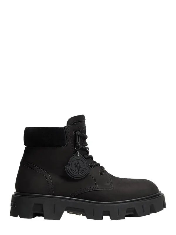 Moncler Peak City Nubuck & Suede Lace-up Boots - Black
