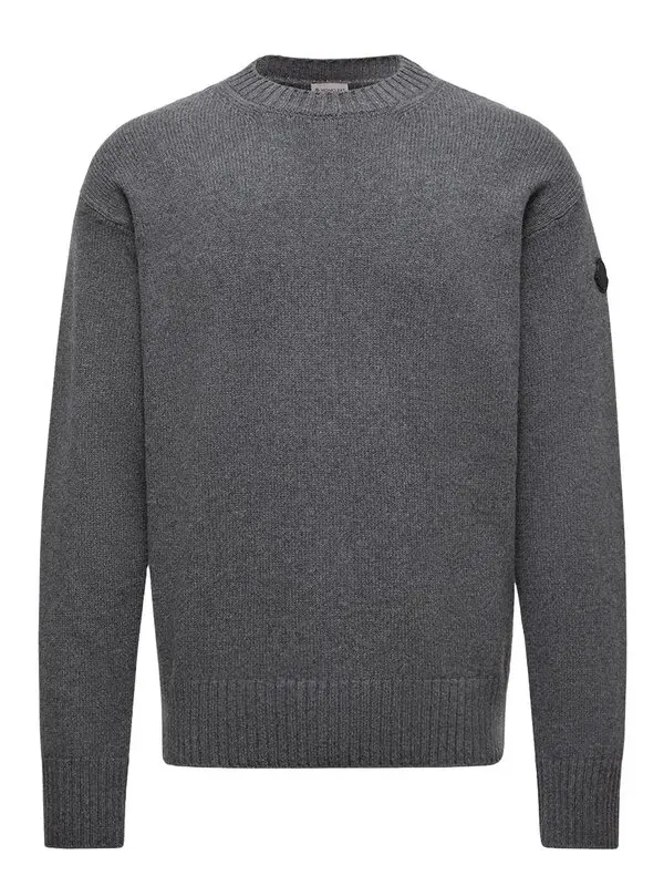 Moncler Wool & Cashmere Crew Neck Sweater - Grey