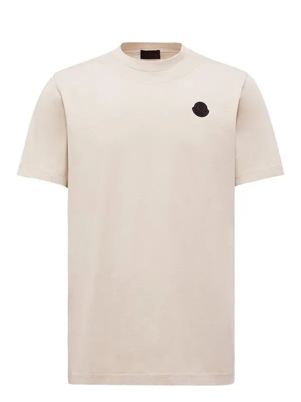 Moncler Logo Patch Cotton T-shirt - Beige