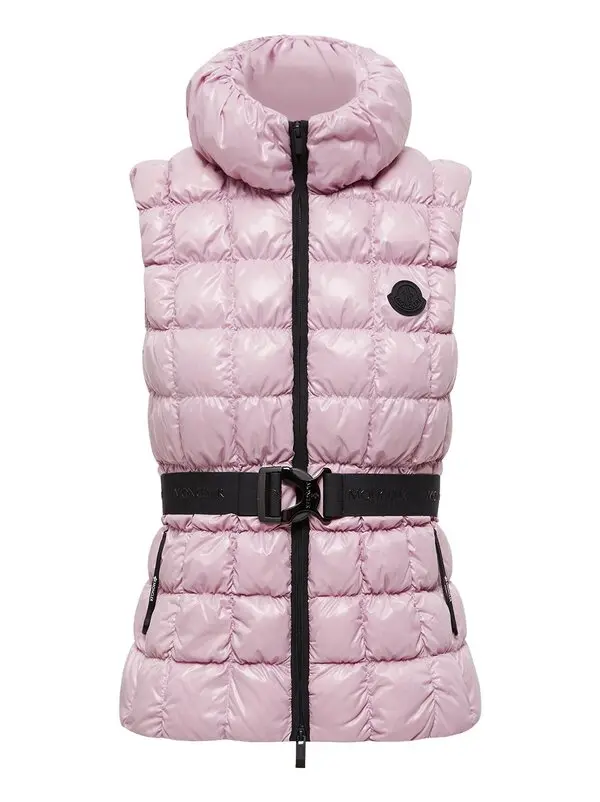 Moncler Emilion Square-quilted Down Vest - Pink