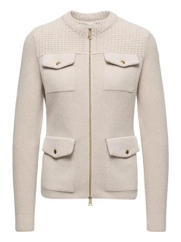 Moncler Padded Wool Zip-up Cardigan - White