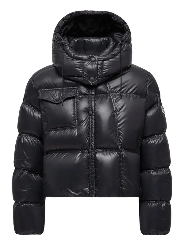Moncler Erea Square-quilted Hooded Short Down Jacket - Black