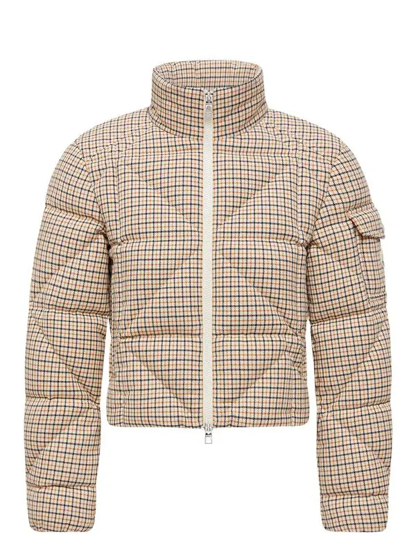 Moncler Keros Diamond-quilted Wool Blend Down Jacket - Beige