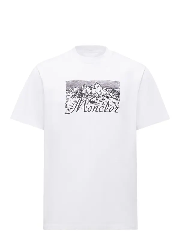 Moncler Mountain Logo Cotton T-shirt - White