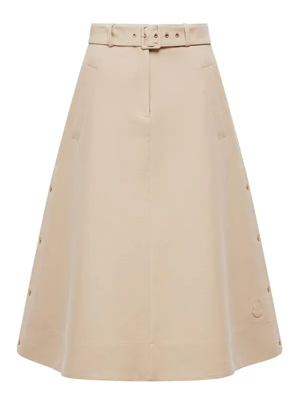 Moncler Cotton A-line Midi Skirt With Adjustable Slits - Beige
