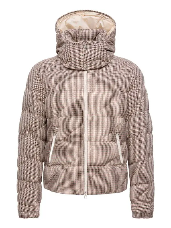 Moncler Psyllos Wool Blend Hooded Down Jacket - Grey