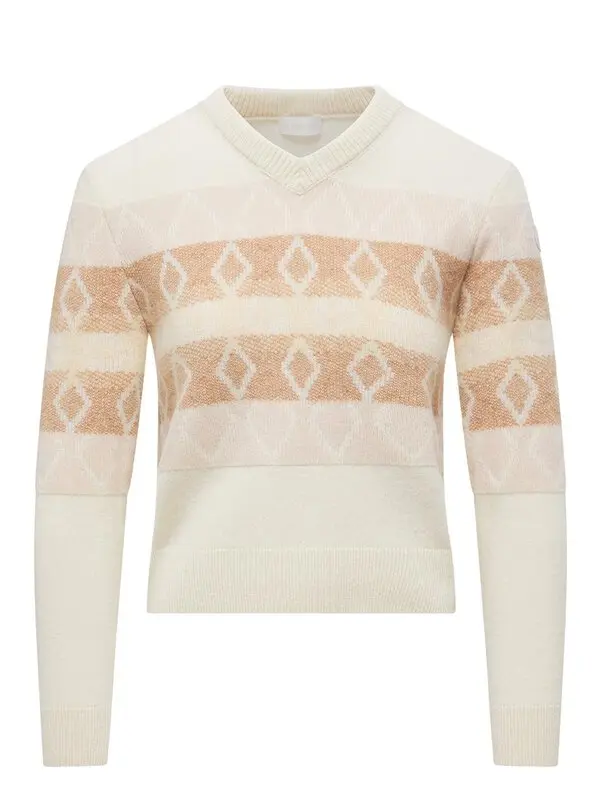 Moncler Wool Jacquard V-neck Sweater - Multicolor
