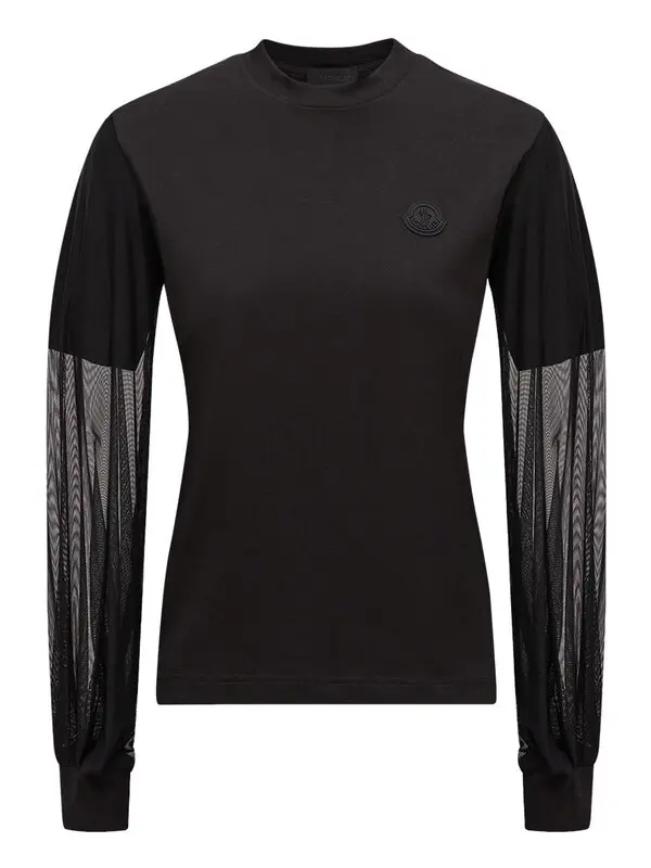 Moncler Tulle Long Sleeve Top - Black