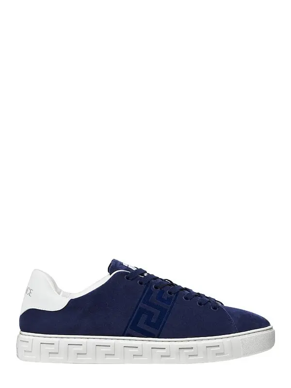 Versace Embroidered La Greca Sneakers - Navy/white