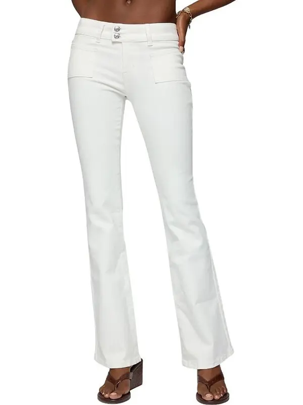 EDIKTED Mattea Low Rise Flared Jeans - White