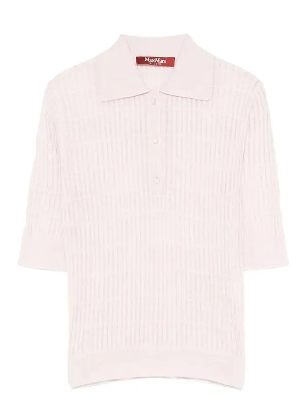 Max Mara Ribbed Knit Polo Shirt - Pink