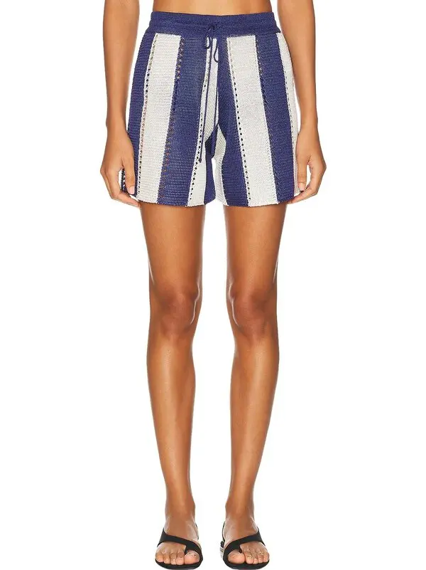 Calle Del Mar Cabana Stripe Short - Navy & Natural