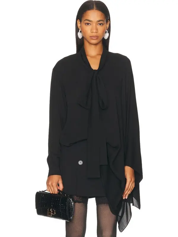Balenciaga Washed Silk Georgette Top - Black