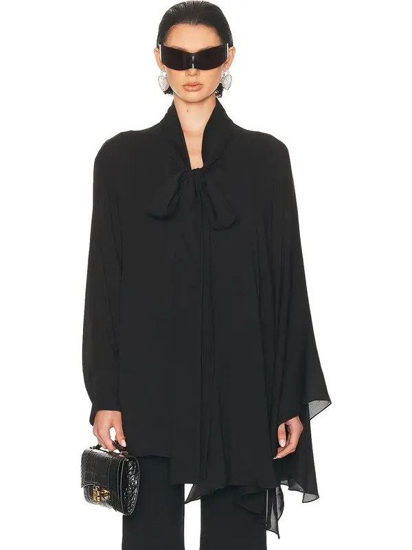 Balenciaga Washed Silk Georgette Top - Black