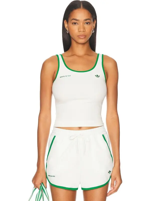 Adidas Originals By Alexander Wang X Sporty & Rich Tank Top - Off White & Green
